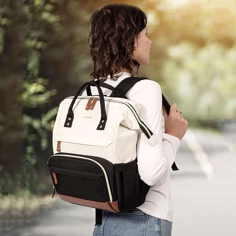 The Wayfarer Laptop Backpack: Beige/Black/Tan - The Infant Boutique
